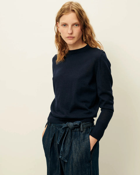 Sessun Teshima Knit Sweater in Navy – Mabel and Moss