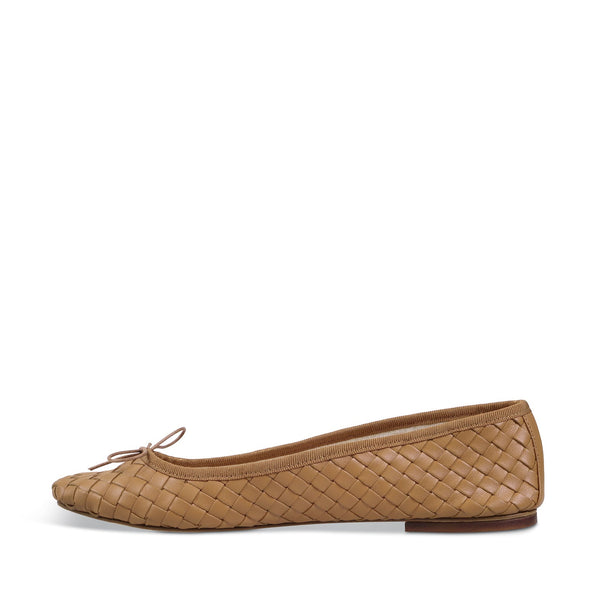 By Milaner Nicole Ballet Flat in Woven Leather Caramel – Mabel and Moss